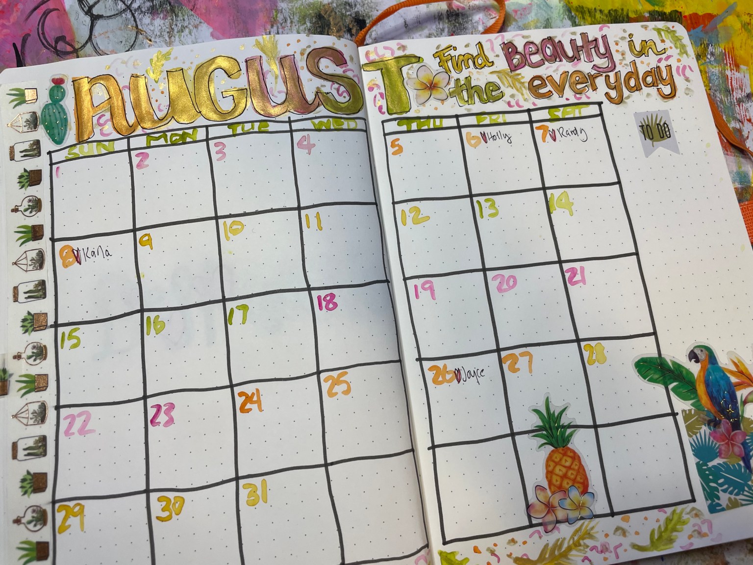 August Bullet Journal Monthly Spread – The Happy Kim